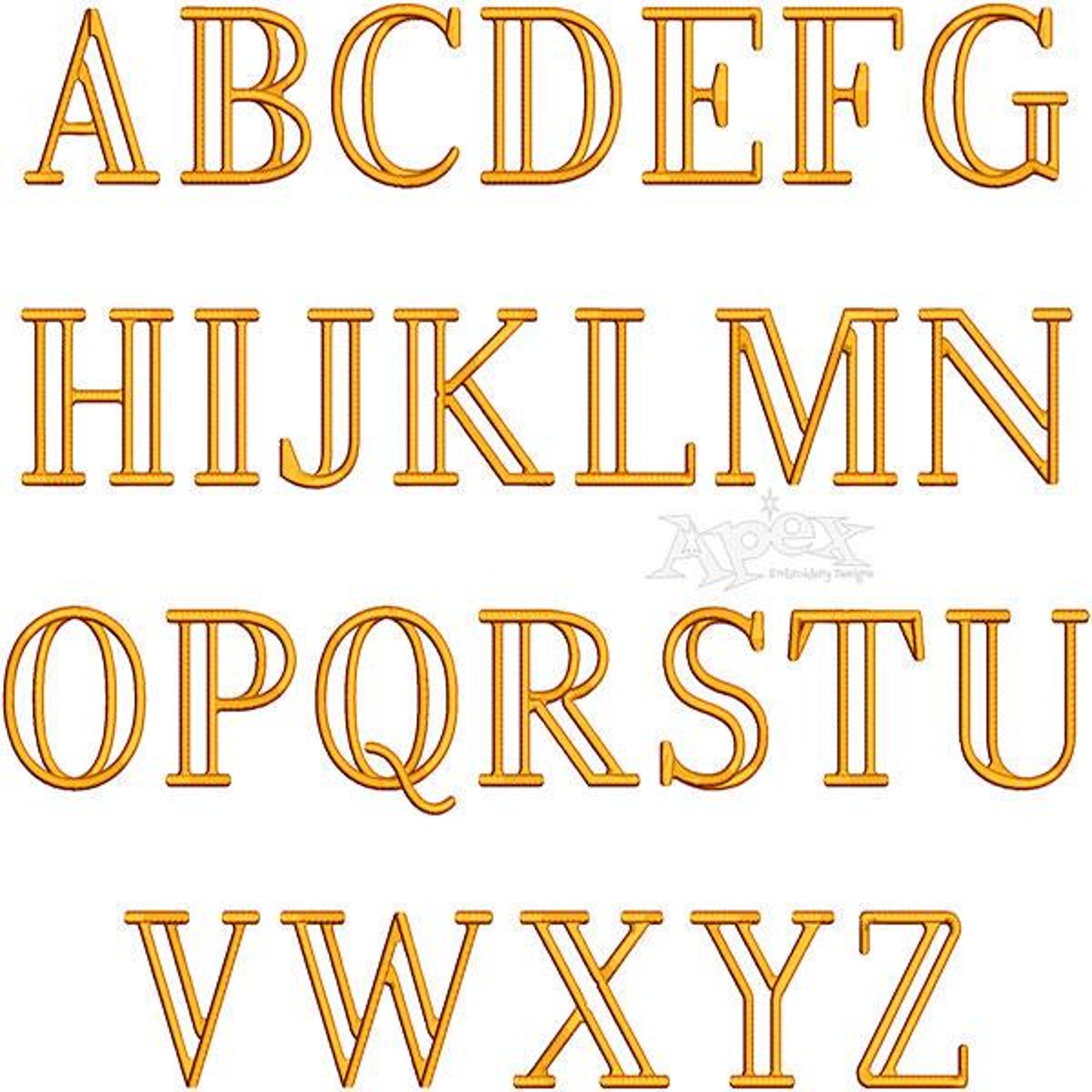Harrison Print Outline Monogram Machine Embroidery Font Alphabet ...