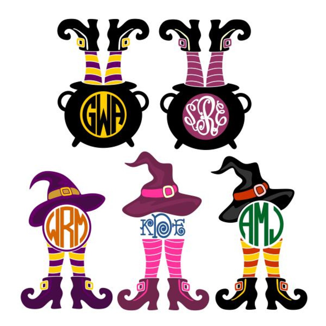 Halloween Witch and Cauldron Cuttable Design SVG PNG DXF & Eps Designs ...