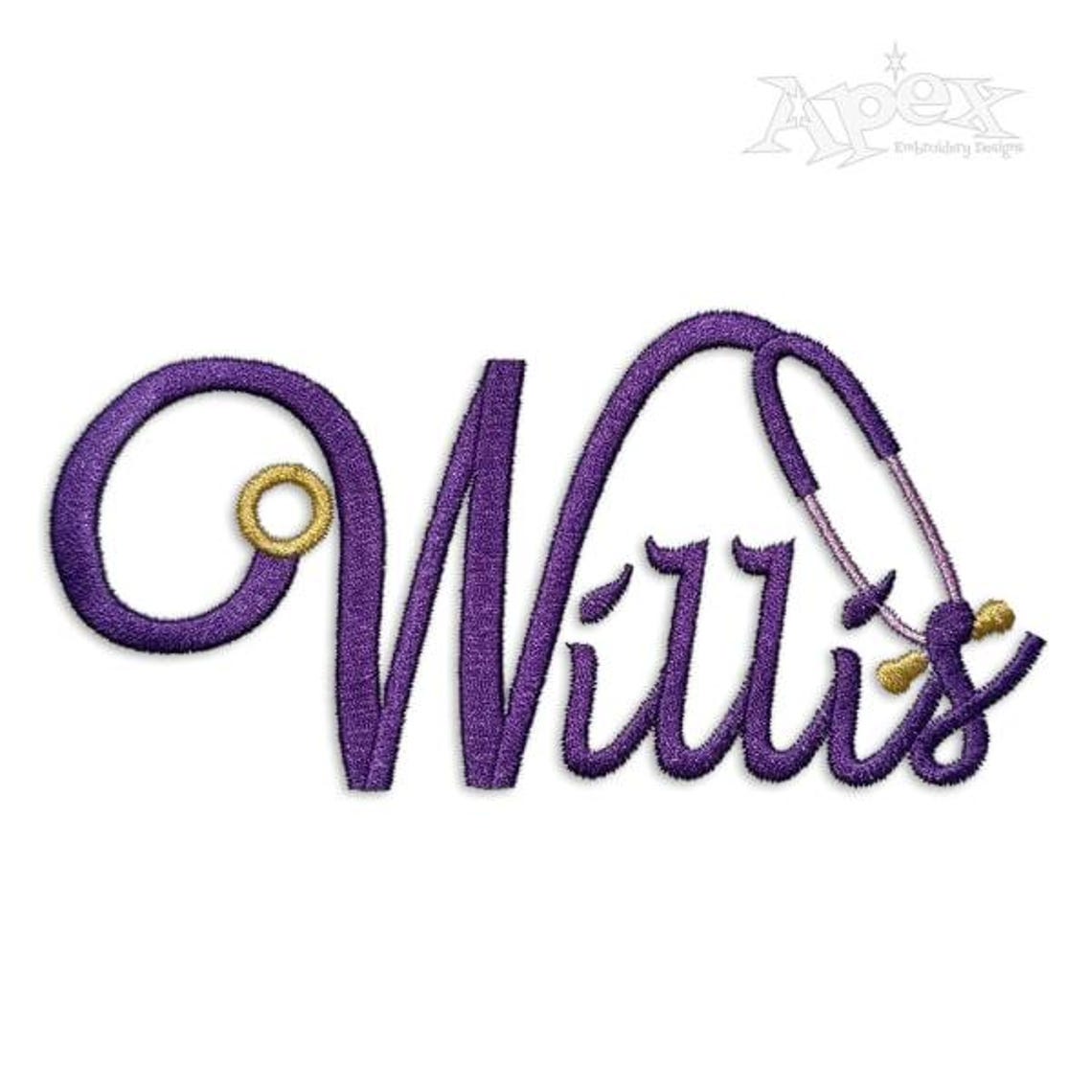 Stethoscope Doctor or Nurse Machine Embroidery Font Alphabet Letters ...