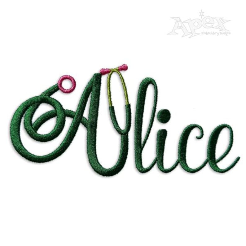Stethoscope Doctor or Nurse Machine Embroidery Font Alphabet Letters ...