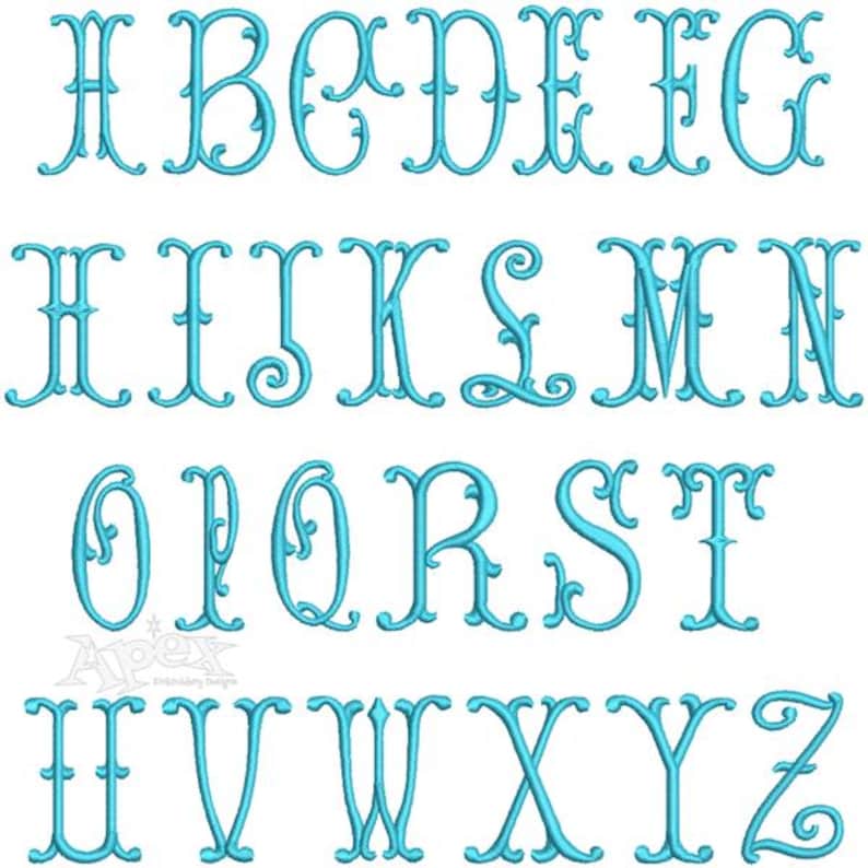 Wicks Candle Antique Machine Embroidery Font Alphabet Letters INSTANT ...