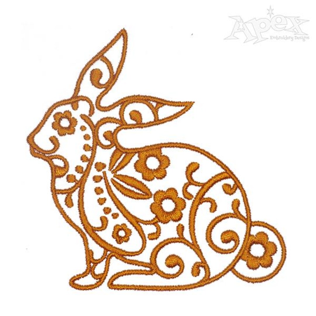 Floral Rabbit Machine Embroidery Design PES DST JEF Instant Download - Etsy