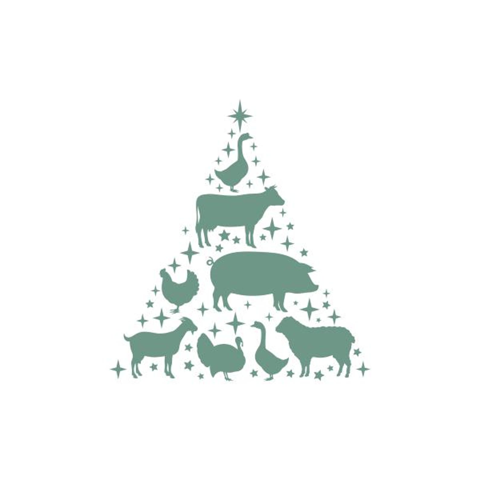 Farm Animals Christmas Tree SVG: Cuttable Vector Designs (digital ...