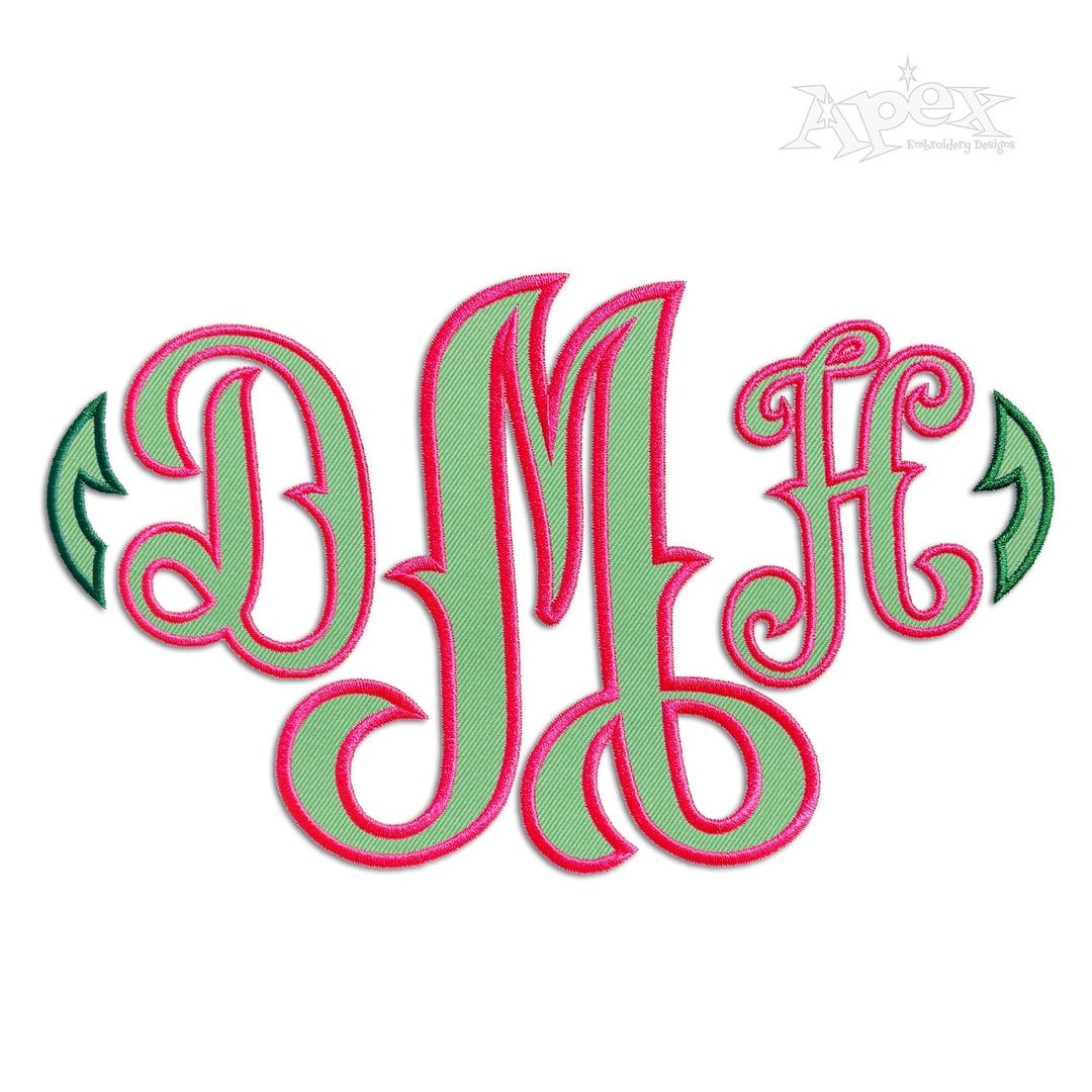 Mia Monogram Bold Applique Machine Embroidery Font Alphabet Letters ...