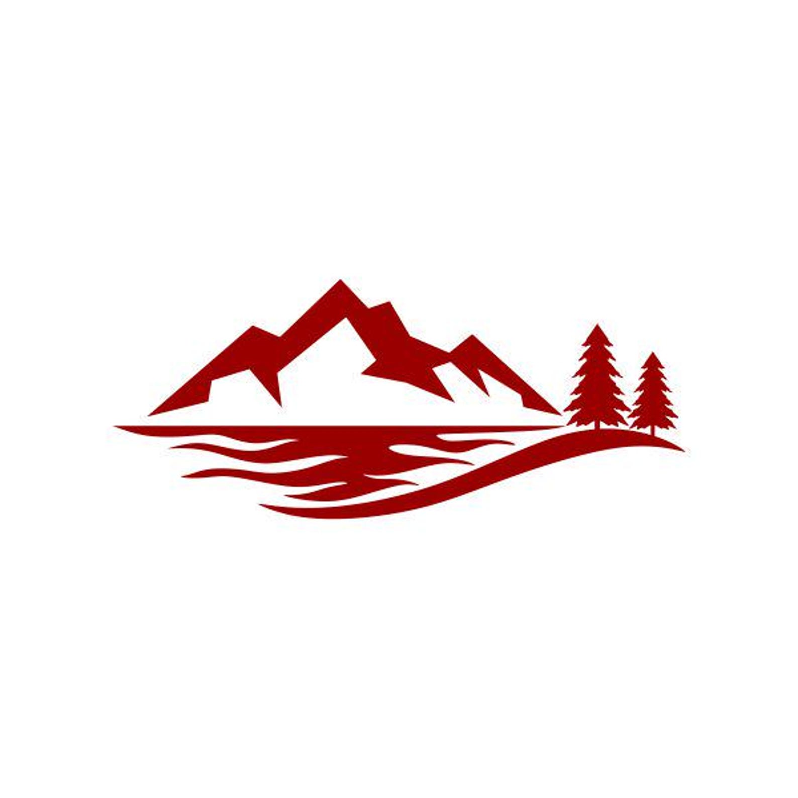 Mountain and Lake Decal Cuttable Design SVG PNG DXF & Eps Designs Cameo ...