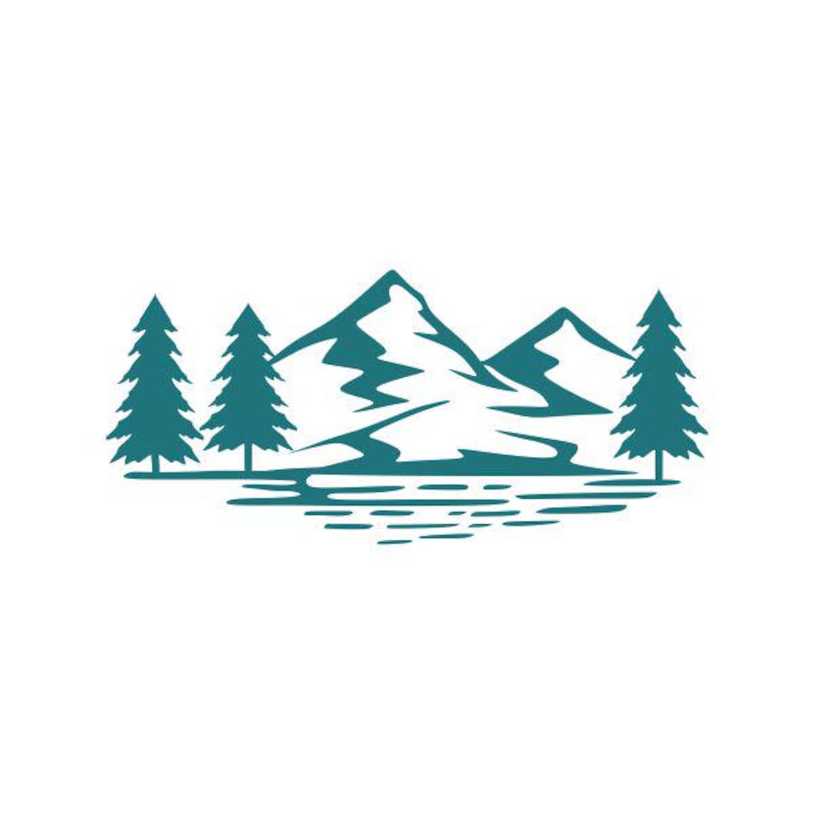 Mountain and Lake Decal Cuttable Design SVG PNG DXF & Eps Designs Cameo ...