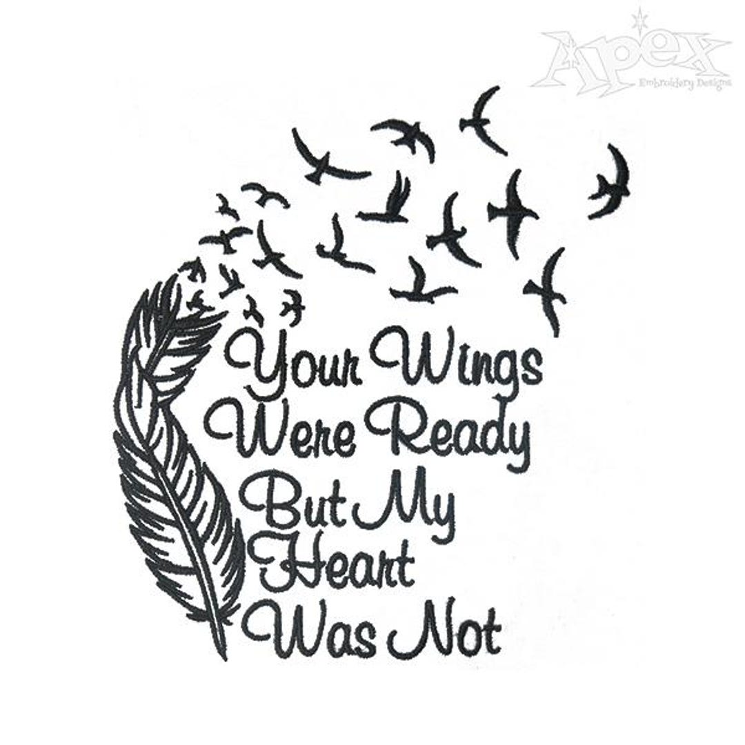 Grief Quote Embroidery Design: Feather & Birds (PES DST JEF) (instant ...