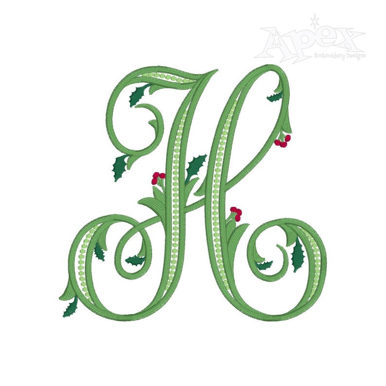 Holly Berries Dottie Script Machine Embroidery Font Alphabet Letters ...