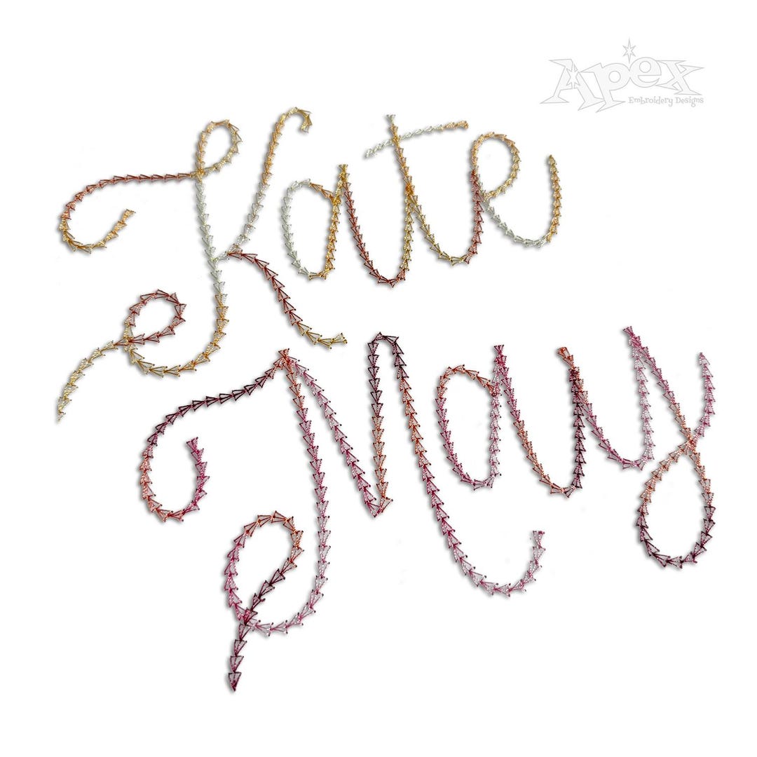 Leyton Script Embroidery Font Bundle: 3D Puff, Bean, Chain Stitch ...