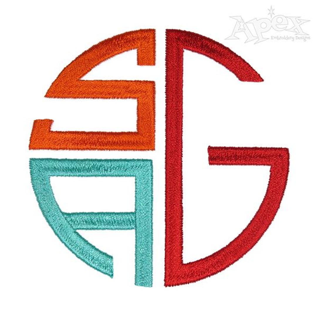 Stacked Round Monogram Large Machine Embroidery Font Alphabet Letters ...