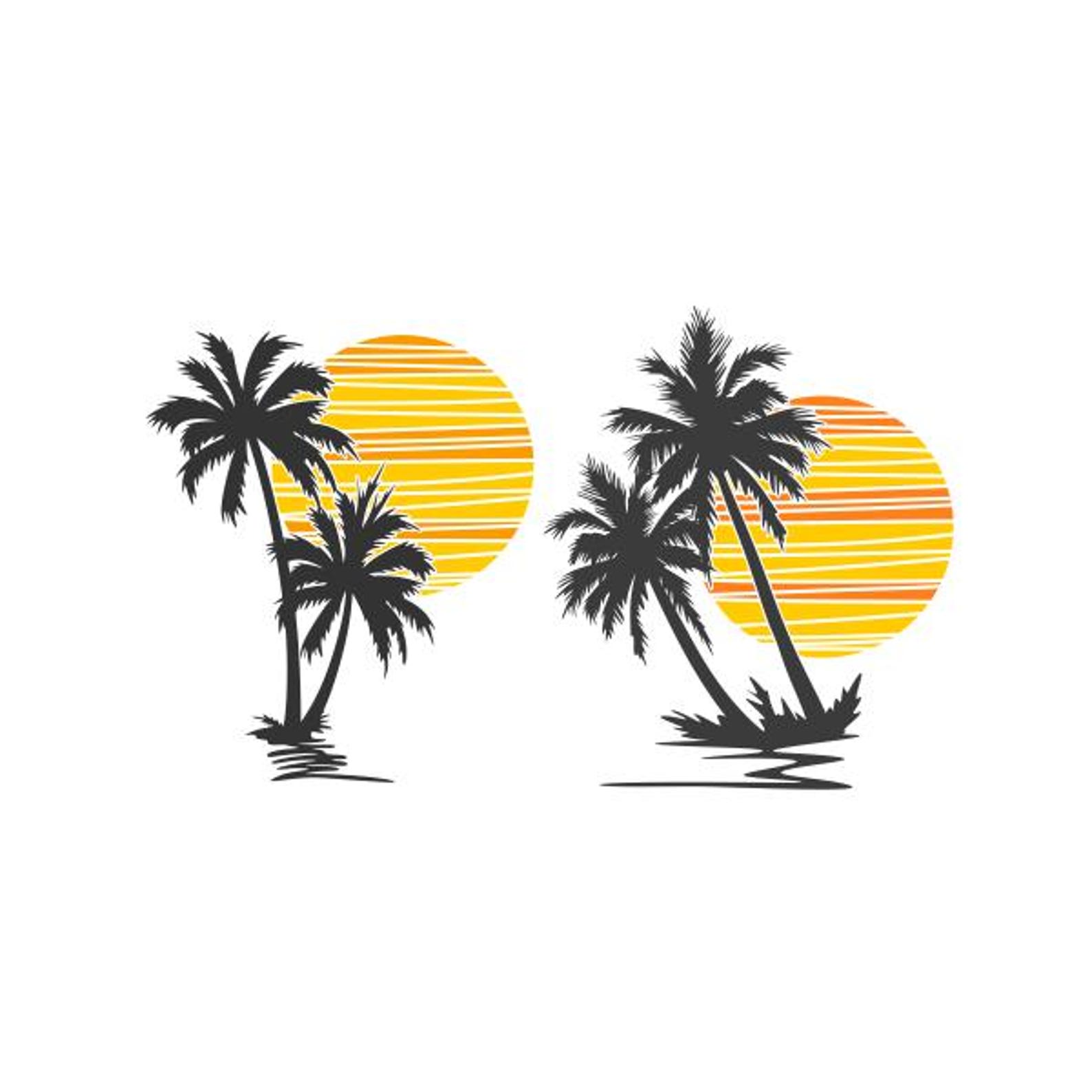 Palm Trees Under Sun Cuttable Design SVG PNG DXF & Eps Designs Cameo ...