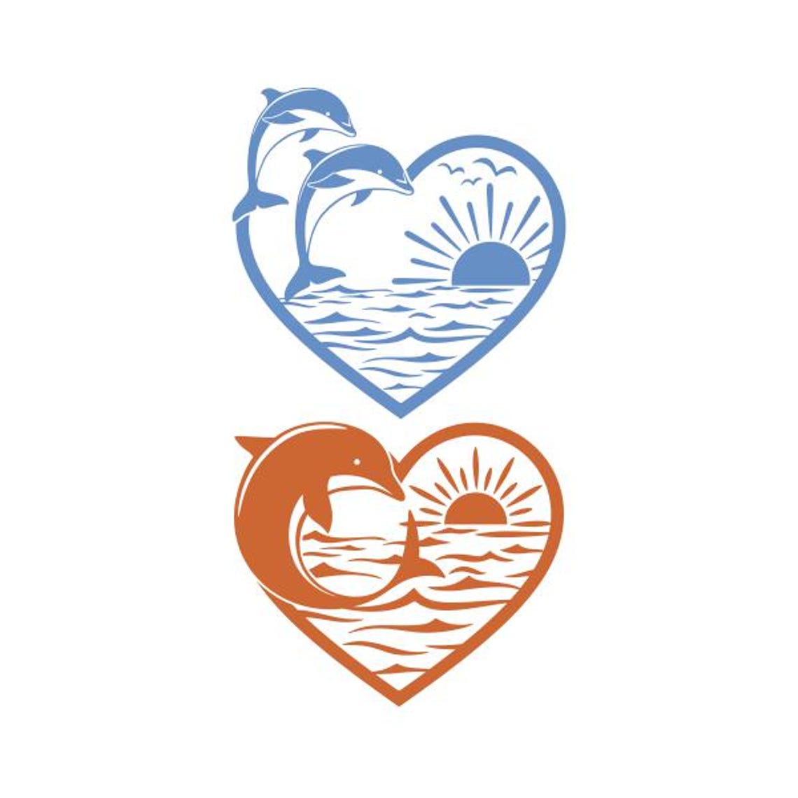 Flying Dolphin Heart Cuttable Design SVG PNG DXF & Eps Designs Cameo ...