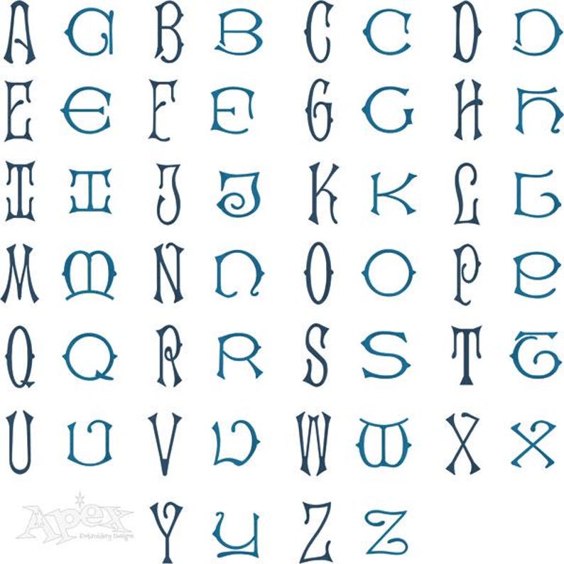 Raven Interlocking Machine Embroidery Font Alphabet Letters INSTANT ...