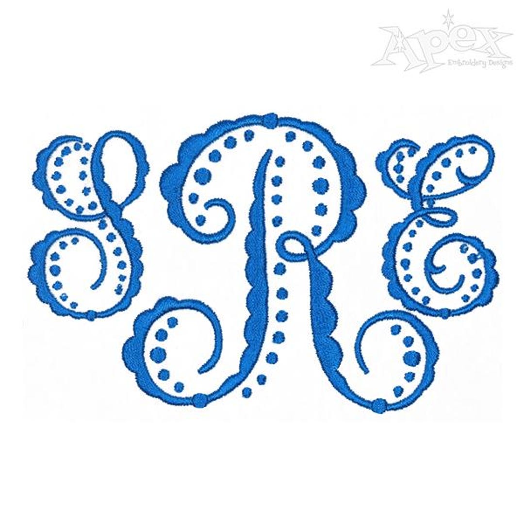 Gemma Scallop Machine Embroidery Font Alphabet Letters INSTANT DOWNLOAD ...
