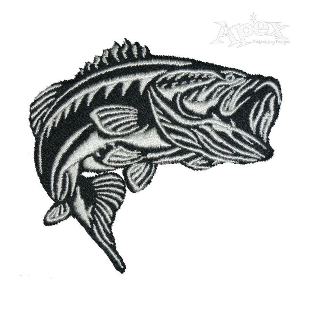 Bass Fish Machine Embroidery Design PES DST JEF Instant Download - Etsy