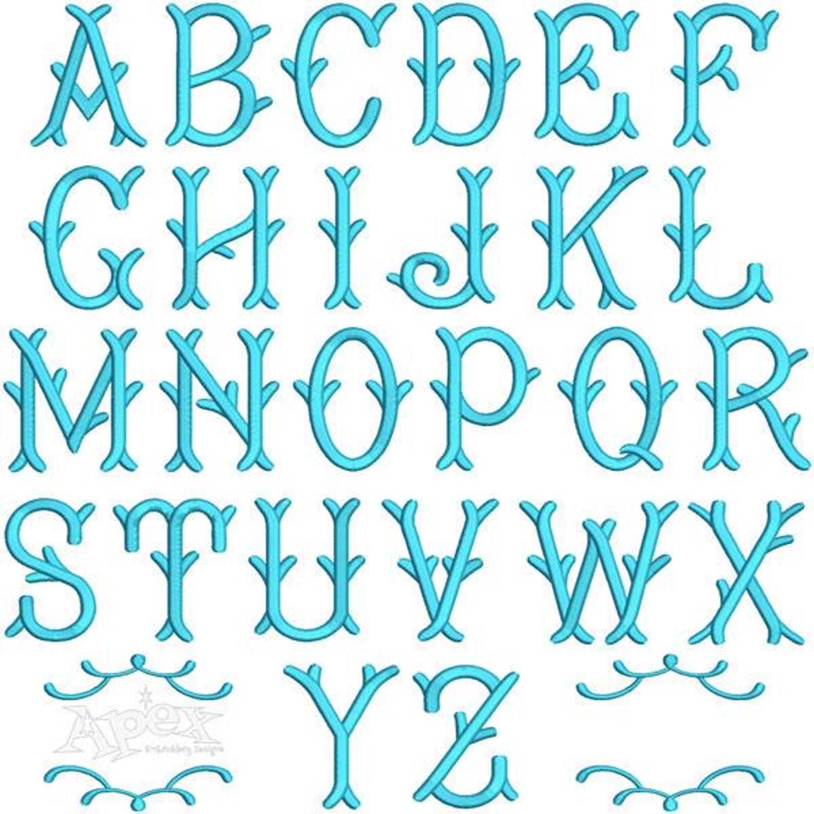 Pagoda Machine Embroidery Font Alphabet Letters INSTANT DOWNLOAD BX Pes ...