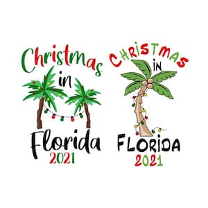 Christmas in Florida Palm Trees Cuttable Design SVG PNG DXF & Eps ...