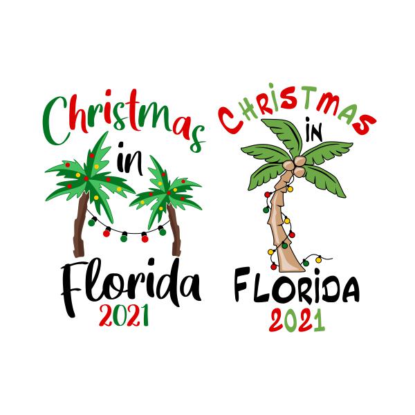 Christmas in Florida Palm Trees Cuttable Design SVG PNG DXF & Eps ...