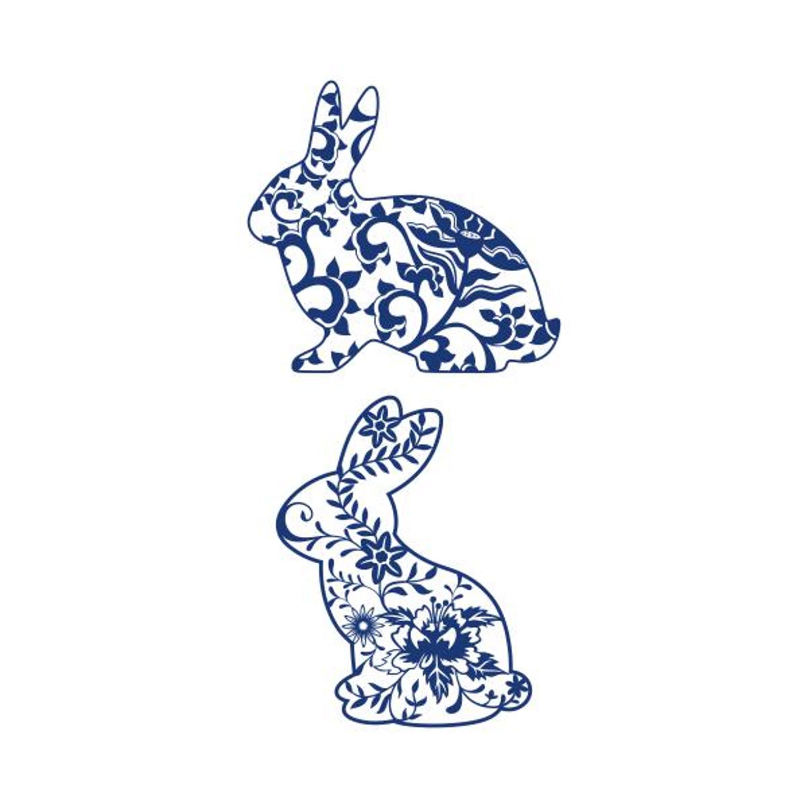 Chinoiserie Bunny Svg Cuttable Design SVG PNG DXF & Eps Designs Cameo ...