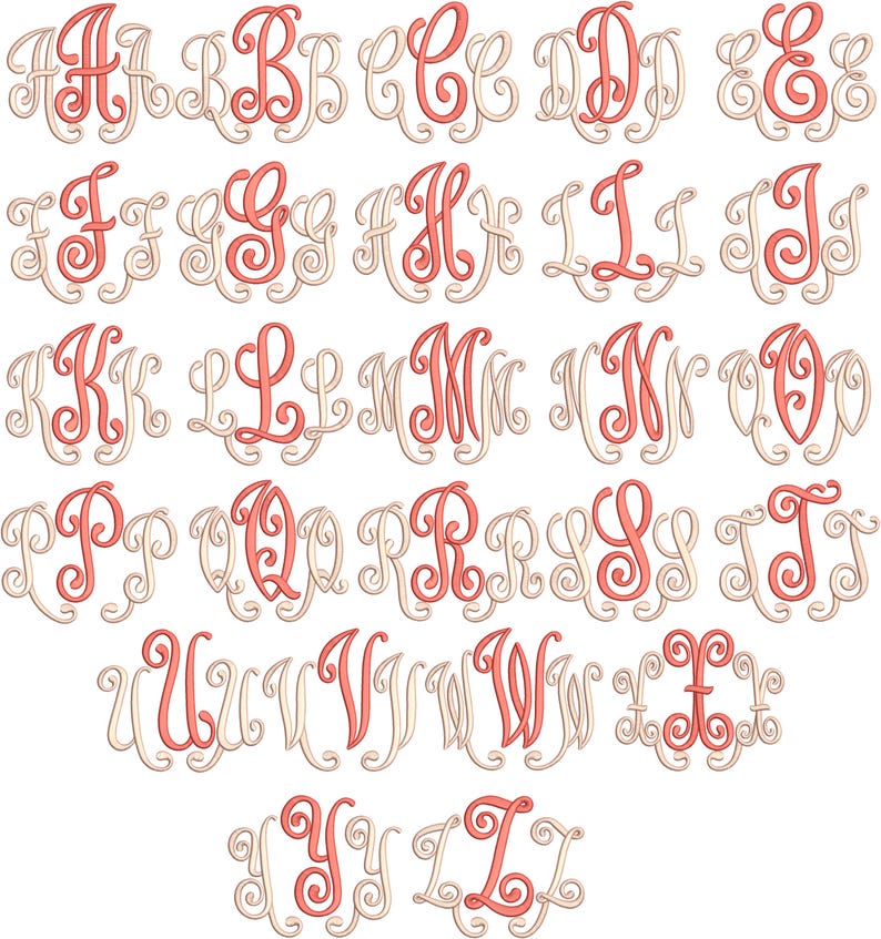 Alsace Monogram Machine Embroidery Font Alphabet Letters INSTANT ...