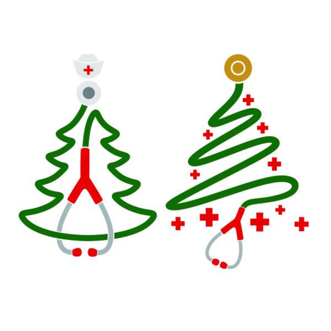 Nurse Stethoscope Christmas Tree SVG: Doctor Ornament Art (digital ...