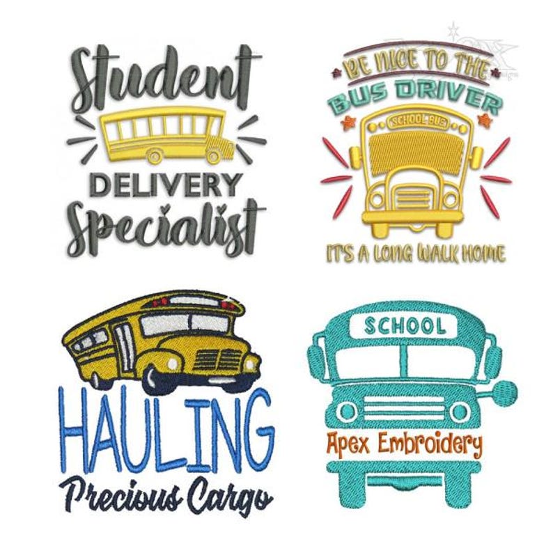 School Bus Frame Pack Machine Embroidery Design PES DST JEF Instant ...