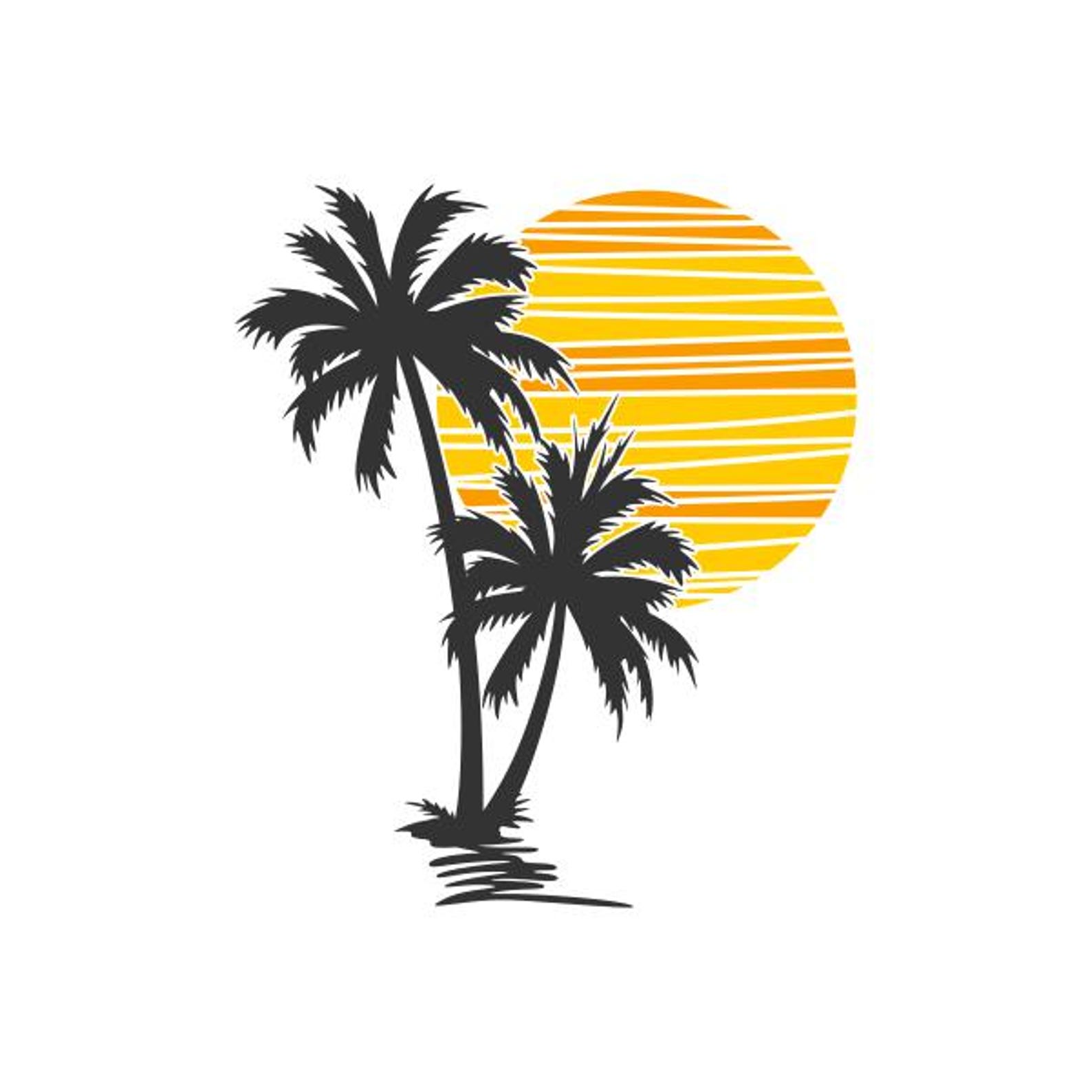 Palm Trees Under Sun Cuttable Design SVG PNG DXF & Eps Designs Cameo ...