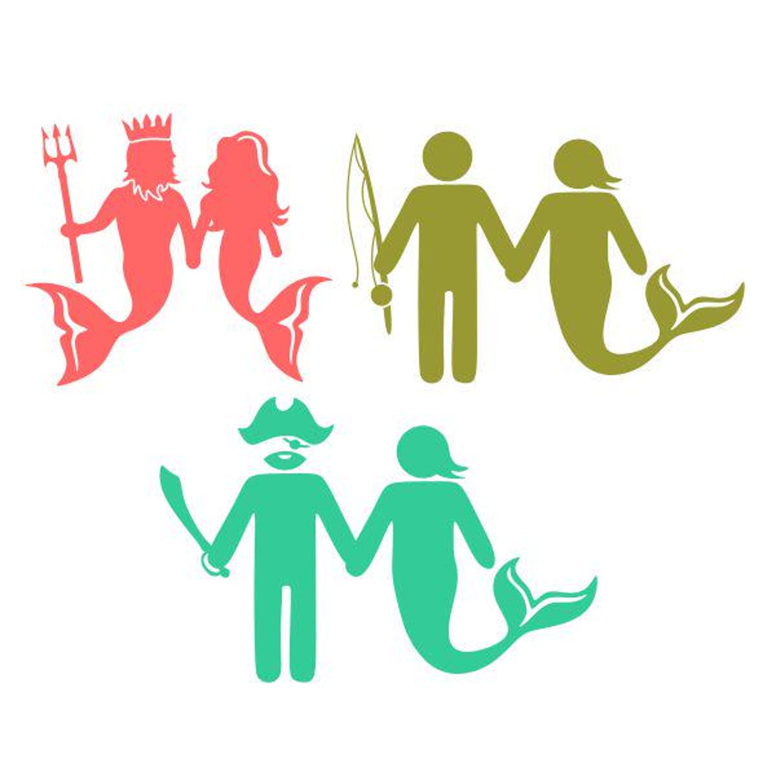 Pirate Mermaid Couple Cuttable Design SVG PNG DXF & Eps Designs Cameo ...
