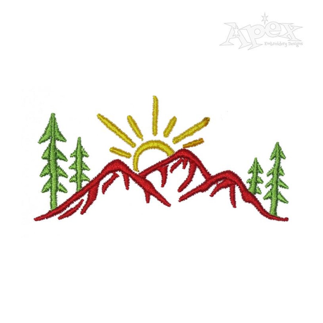Mountains and Sun Machine Embroidery Design PES DST JEF Instant ...