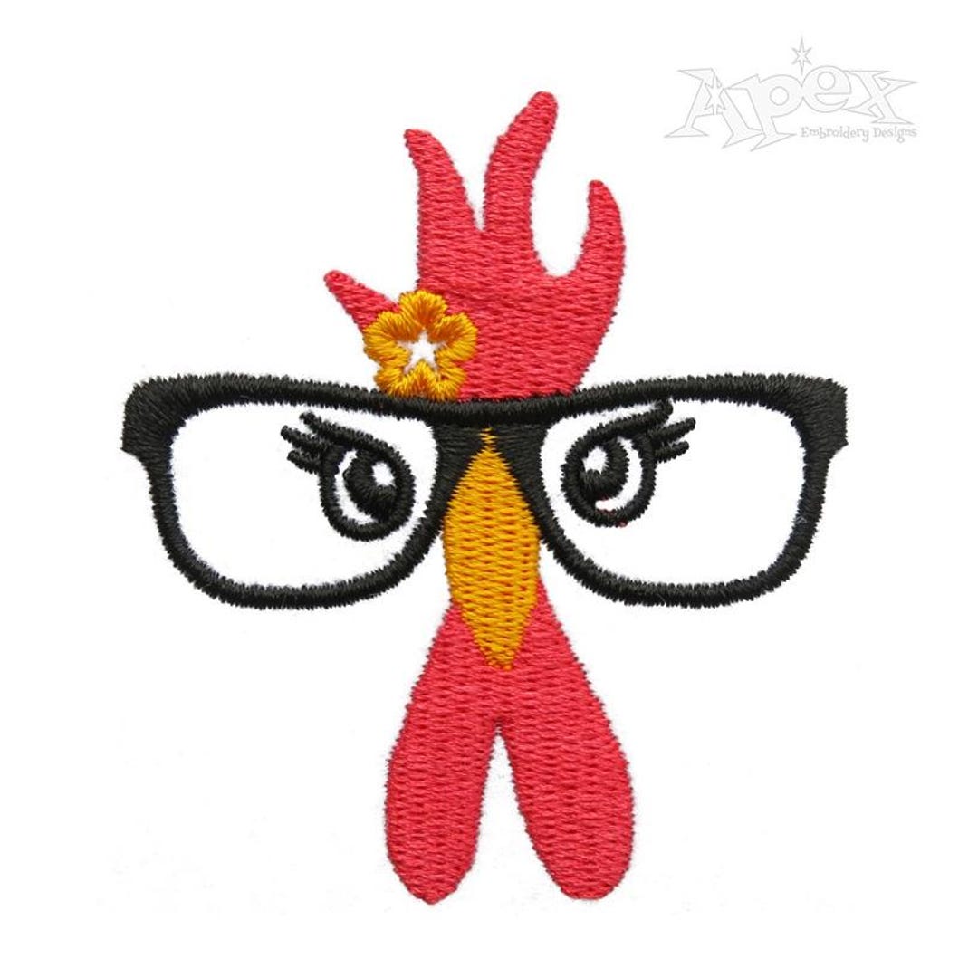Glasses Chicken Face Machine Embroidery Design PES DST JEF Instant ...