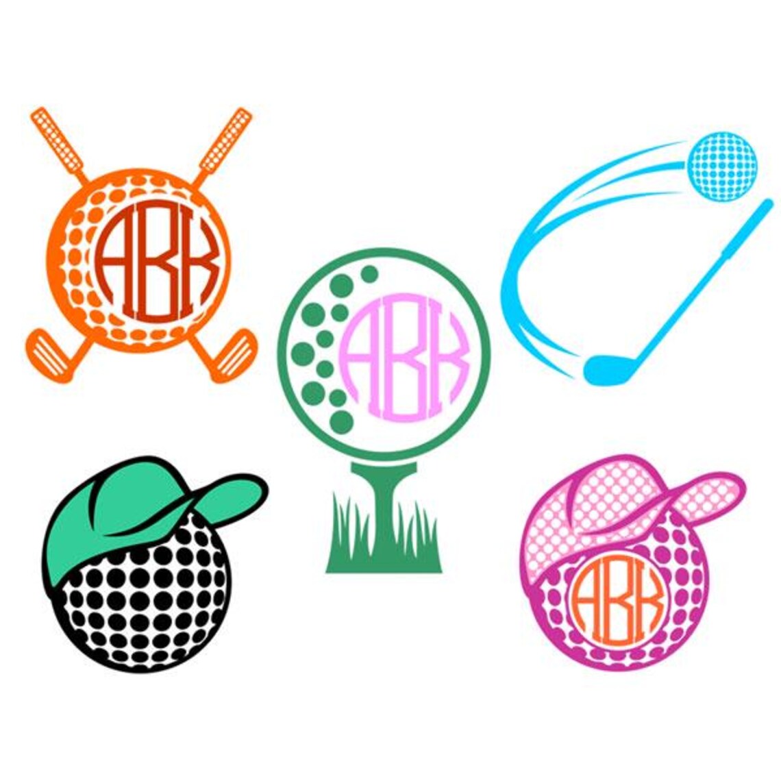 Golf Monogram Cuttable Design SVG PNG DXF & Eps Designs Cameo File ...