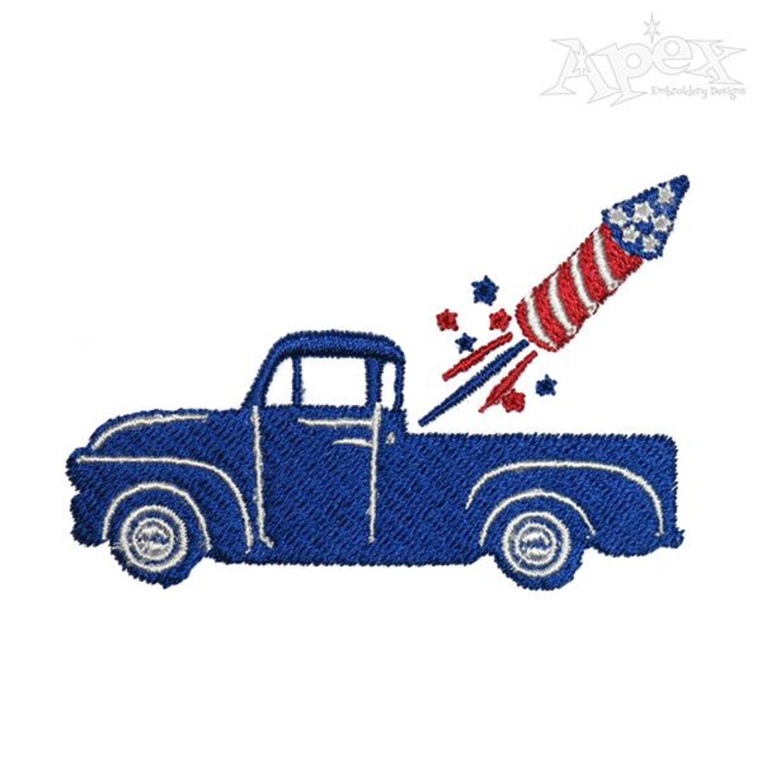 Firecracker Truck Machine Embroidery Design PES DST JEF Instant ...