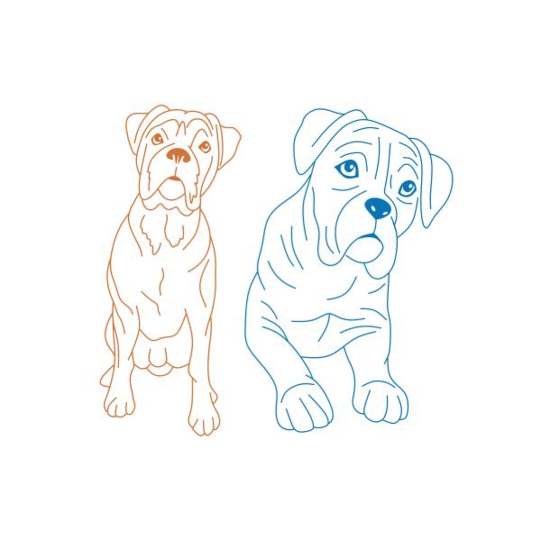 Boxer Dog Line Art Cuttable Design SVG PNG DXF & Eps Designs Cameo File ...
