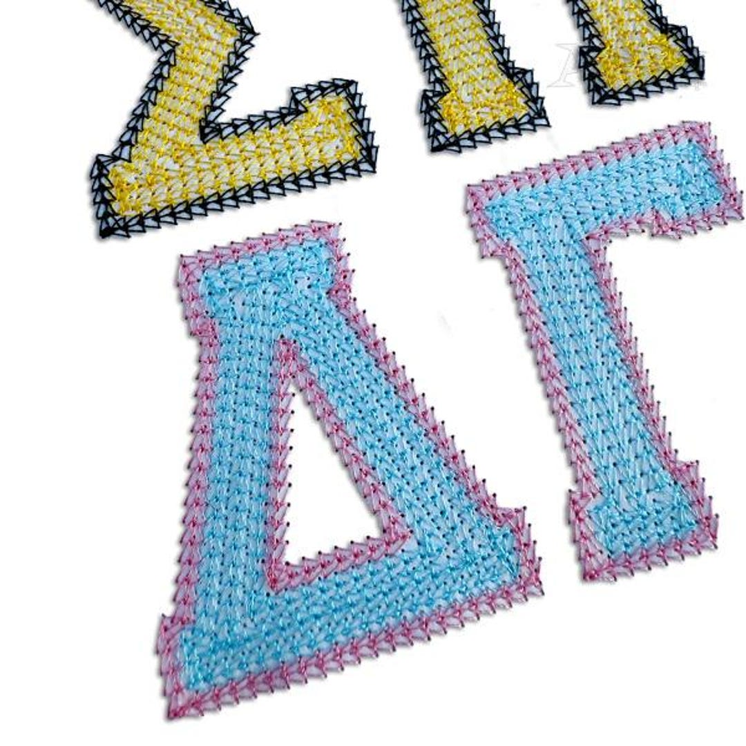 Greek Varsity Font, 2-color Chain Stitch Embroidery (instant Download ...