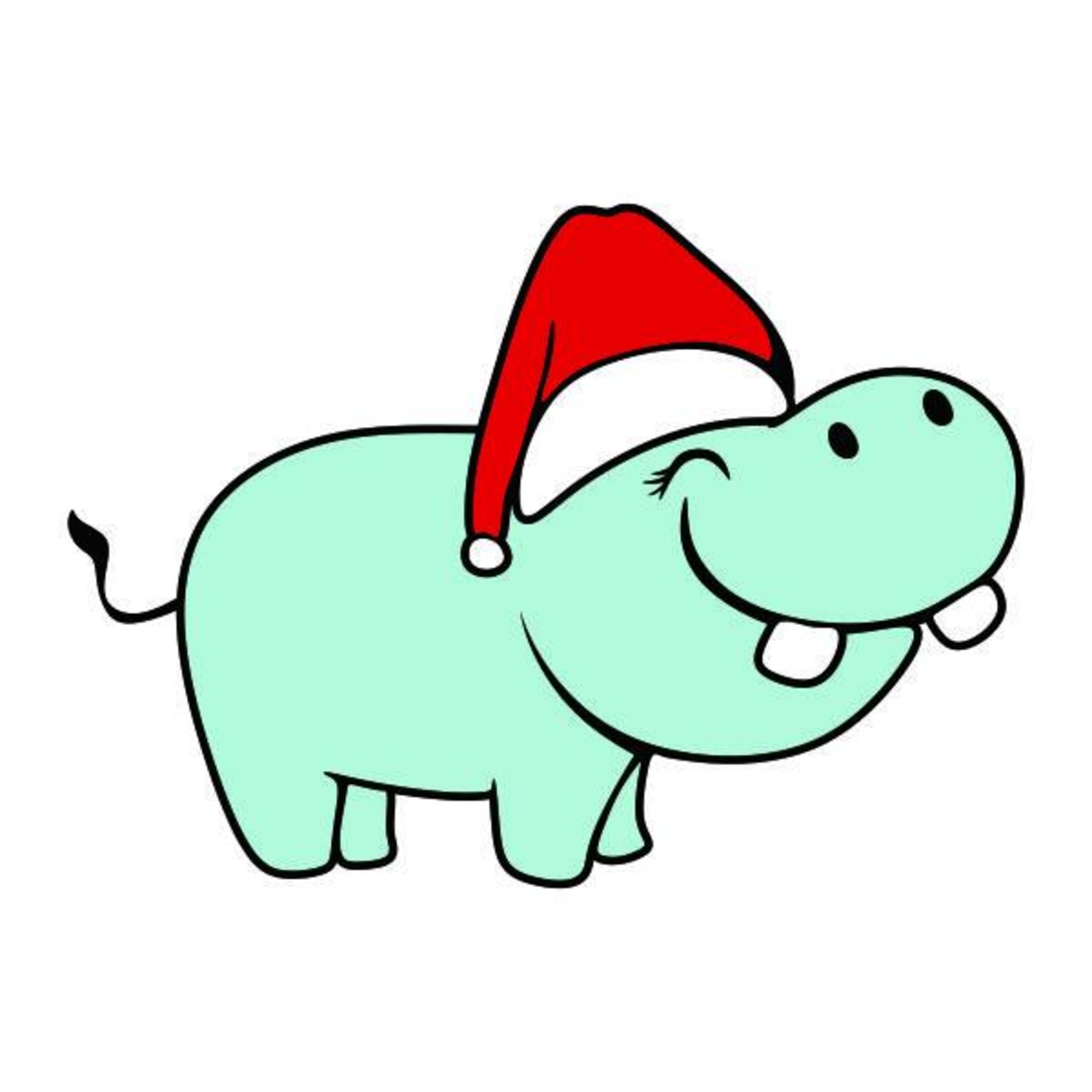 Christmas Santa Hippo Hippopotamus Cuttable Design SVG PNG DXF & Eps ...