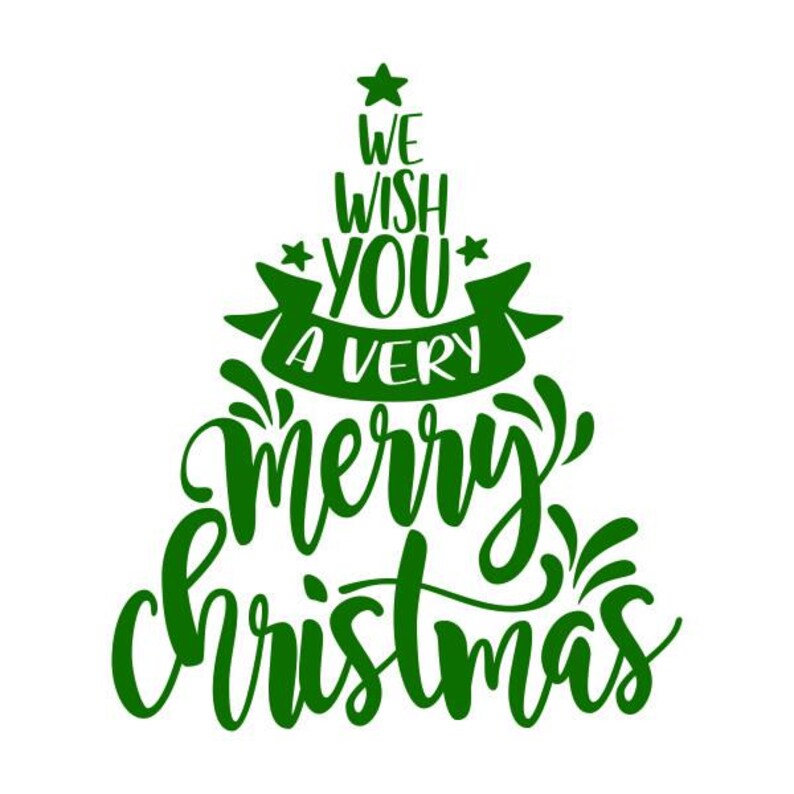 We Wish You a Very Merry Christmas Tree Cuttable Design SVG PNG DXF ...
