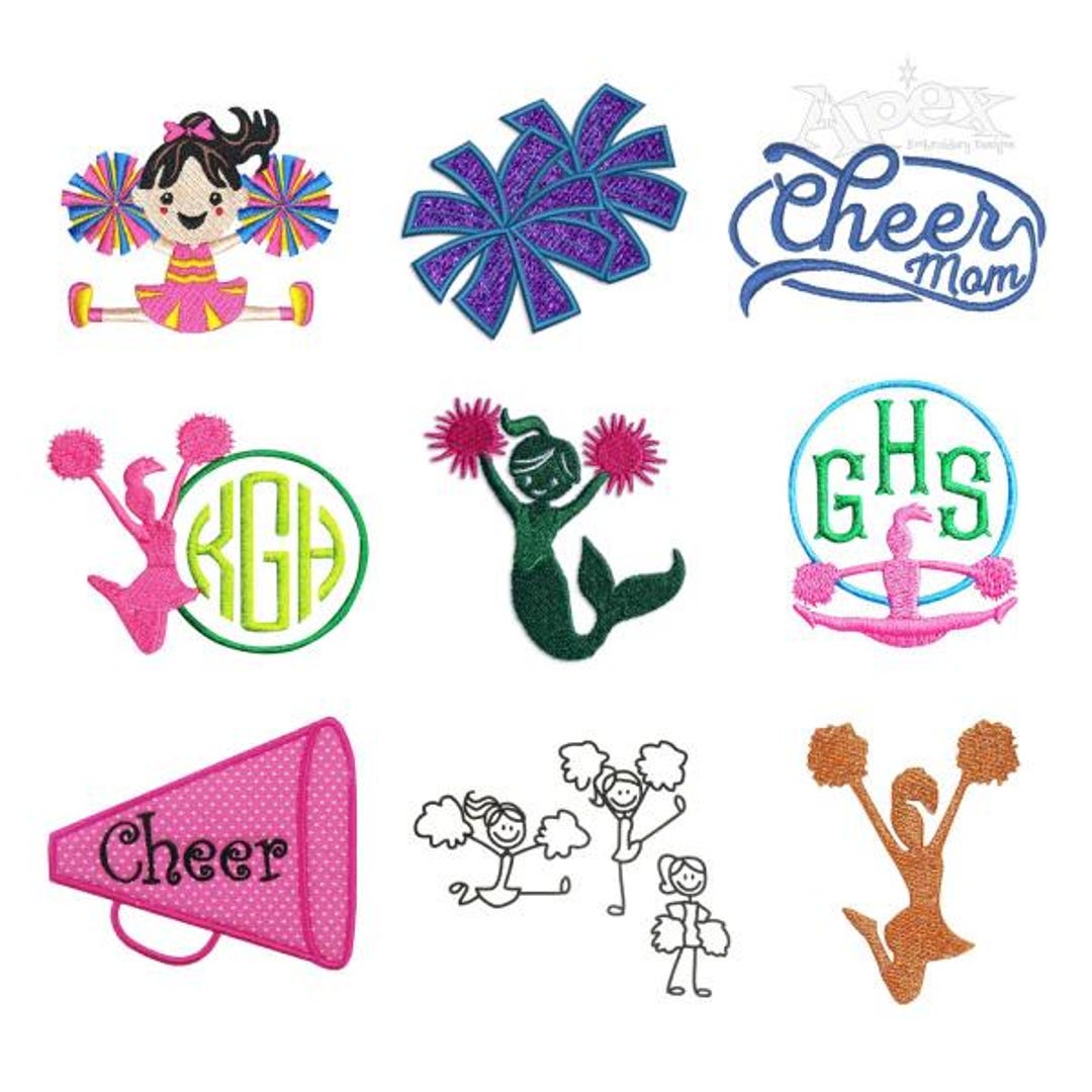 Cheerleading Cheerleader Bundle Machine Embroidery Design Cheer ...
