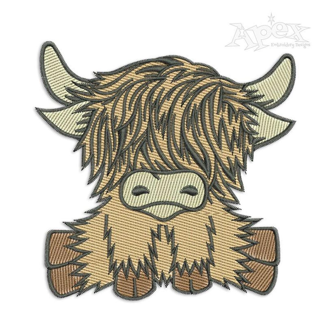 Highland Cow Machine Embroidery Design PES DST JEF Instant Download - Etsy