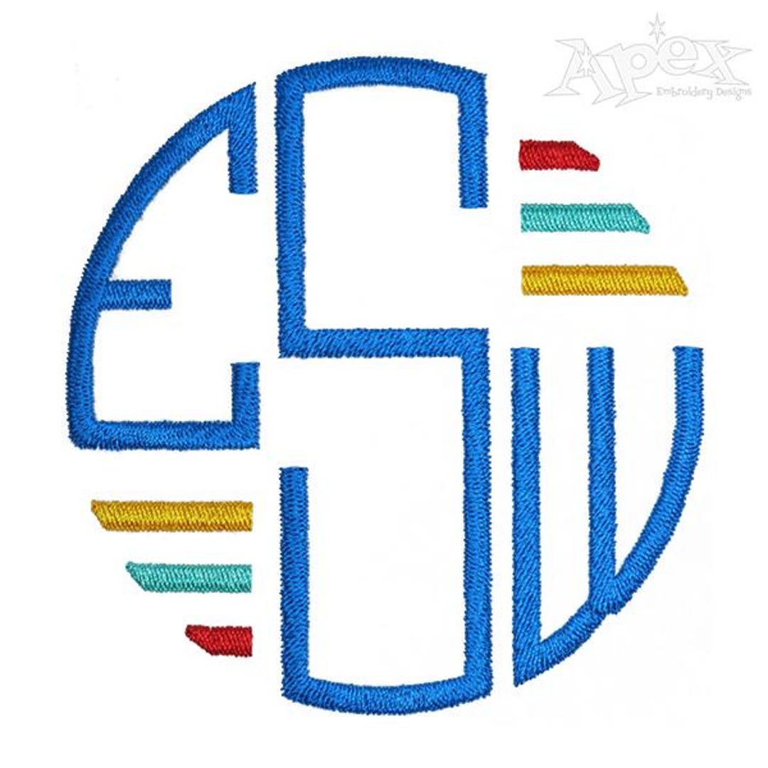 Round Circle Lined Large Machine Embroidery Font Alphabet Letters ...