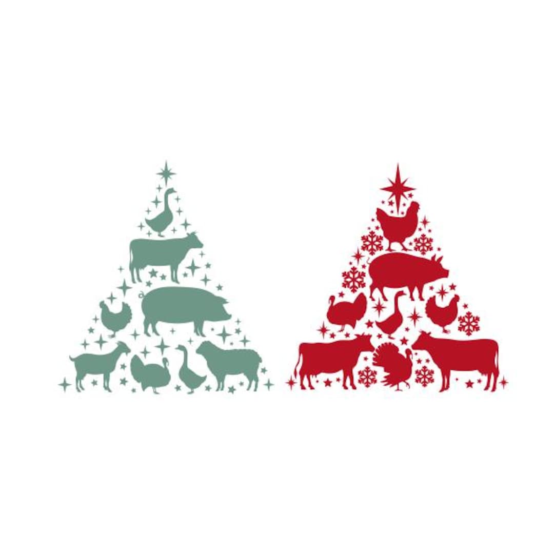 Farm Animals Christmas Tree SVG: Cuttable Vector Designs (digital ...
