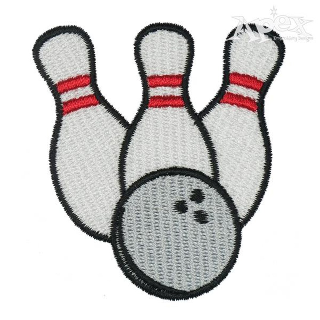 Bowling Pins and Bowl Logo Machine Embroidery Design PES DST JEF ...