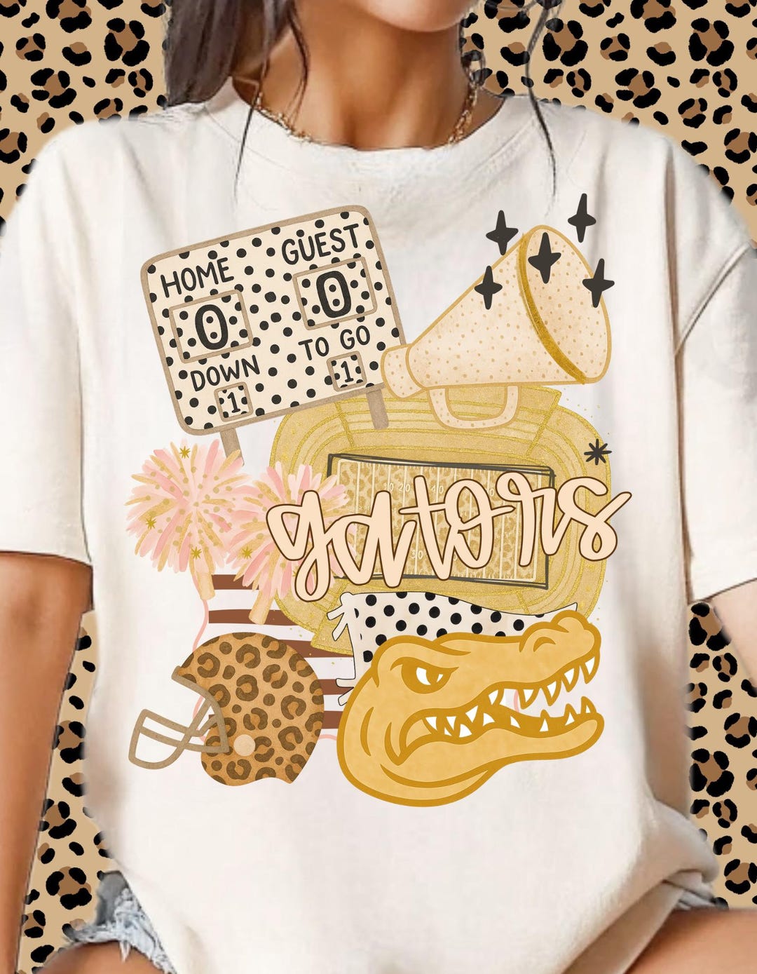 Gators Football Shirt: Retro Leopard Megaphone Game Day Tee - Etsy