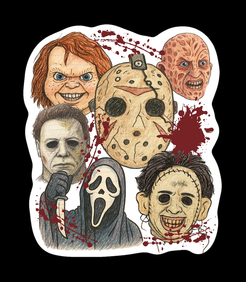 Slasher Horror Sticker | Chucky Jason Freddy Ghostface Leatherface ...