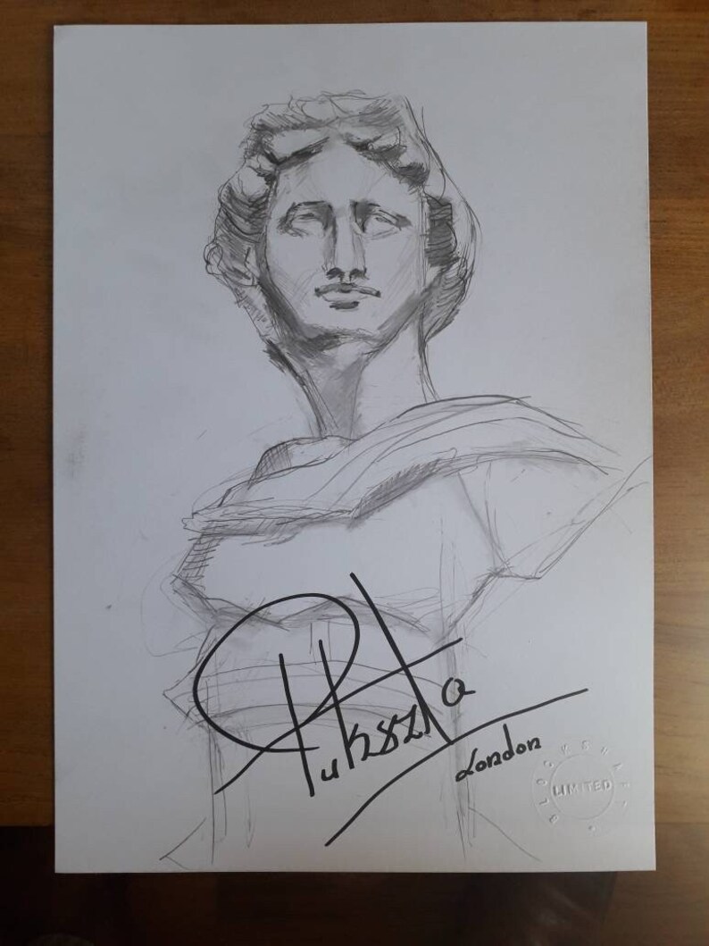 Signed Pencil Drawing of a Classical Bust on Plinth - Etsy