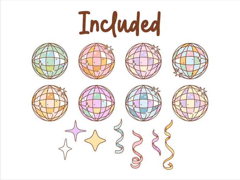 Disco Balls Clipart Bundle Retro Png Cute Trendy Disco Ball Png Groovy ...