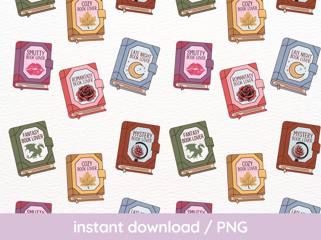 Bookish Book Lover All Genres PNG Seamless Repeat Pattern Digital ...
