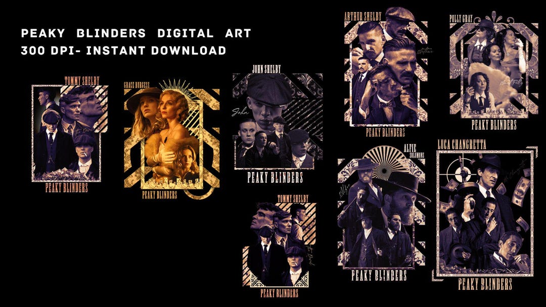 Peaky Blinders Digital Art PNG Set of 8 | High-quality PNG | 300 DPI ...