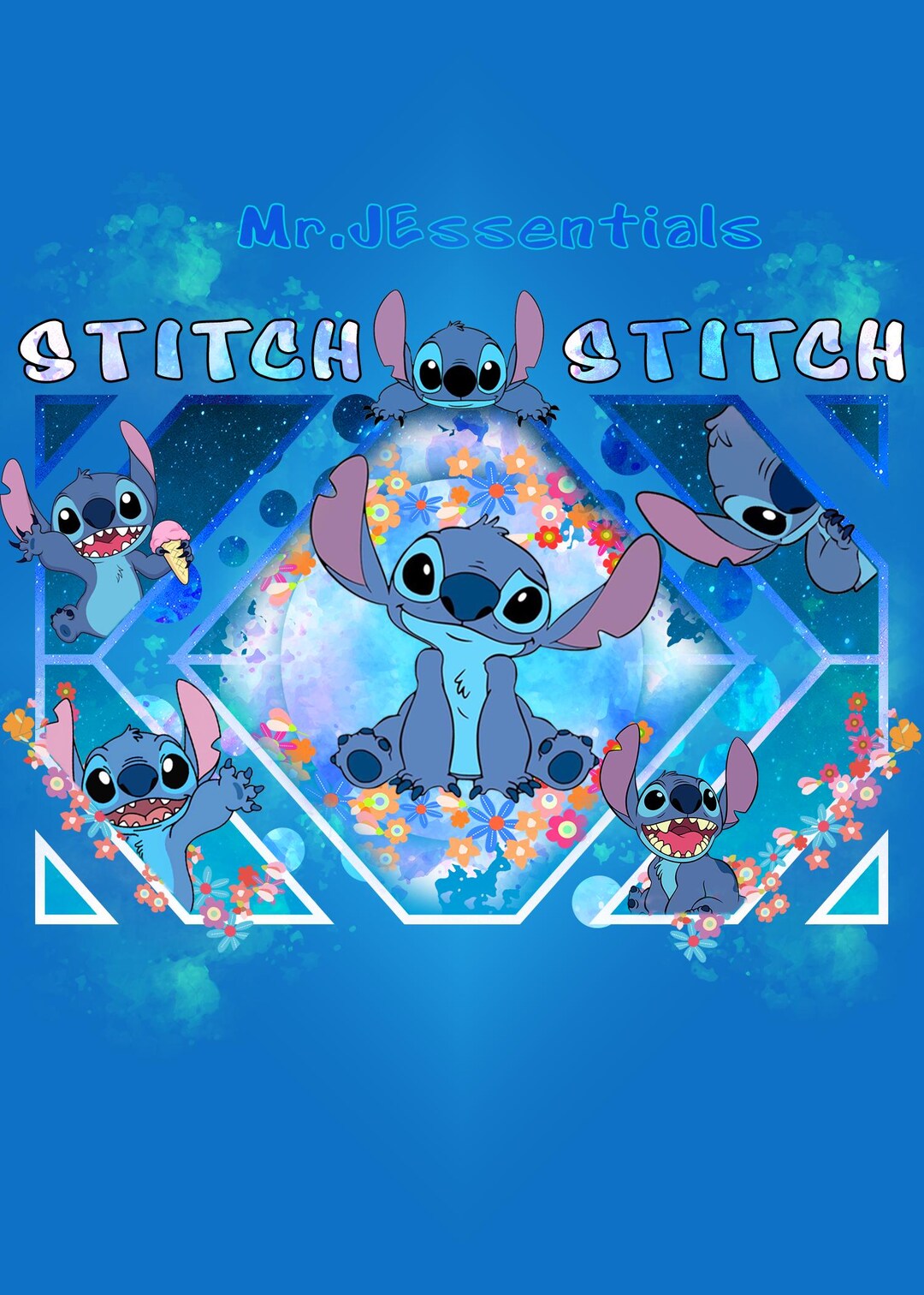 Stitch Digital Art Bundle | 4 PNG Designs + 18 Bonus Files | Wall Art ...