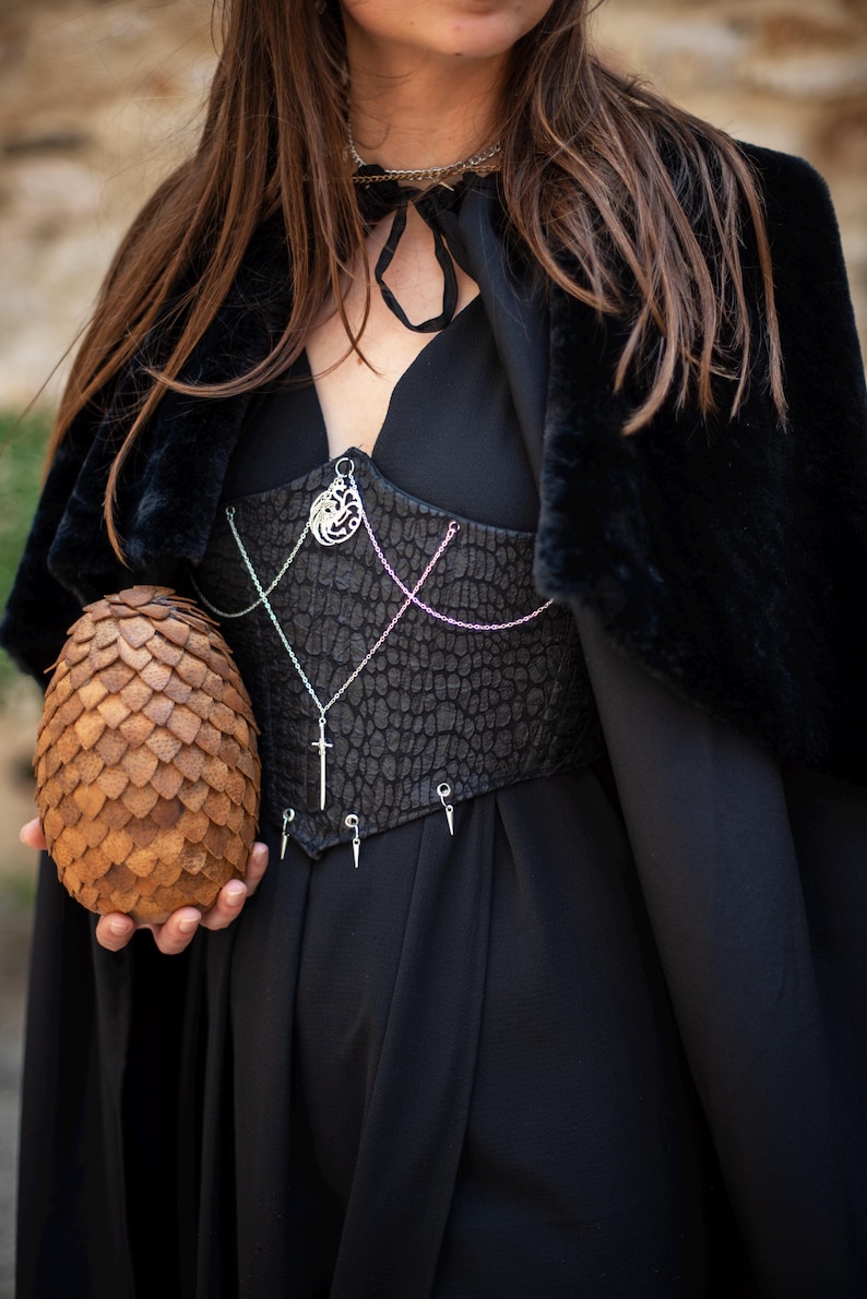 Black Dragon-scale Corset – Dragon Queen, Fantasy Bustier, Renfair Clothing, Medieval ...