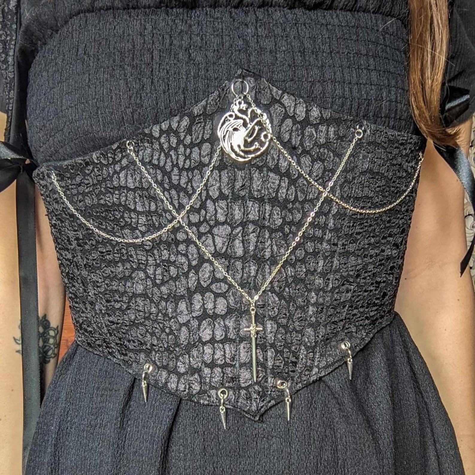 Black Dragon-scale Corset – Dragon Queen, Fantasy Bustier, Renfair ...